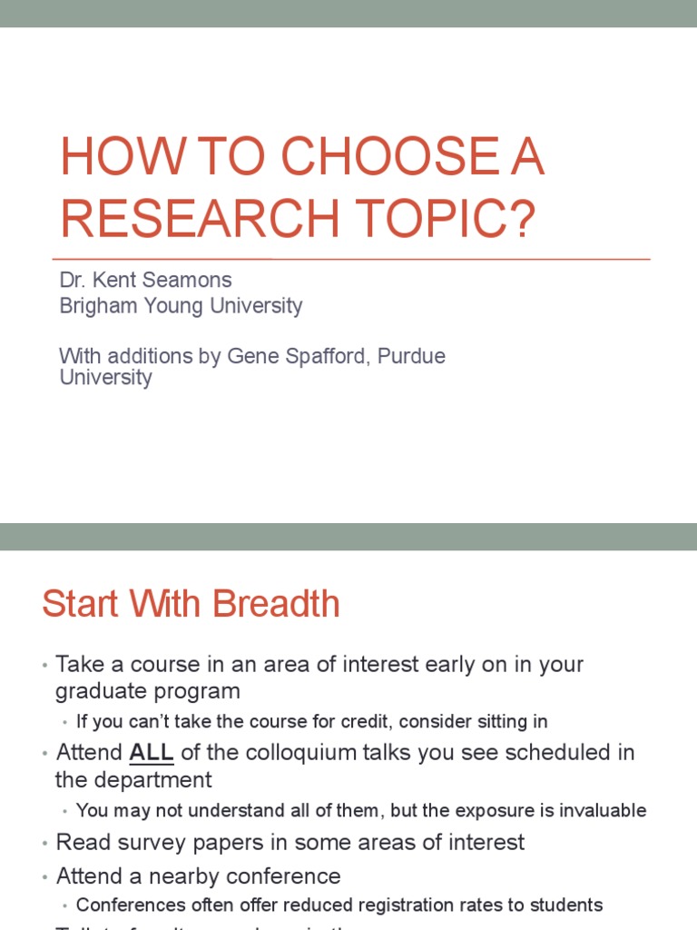 How To Choose A Research Topic | PDF