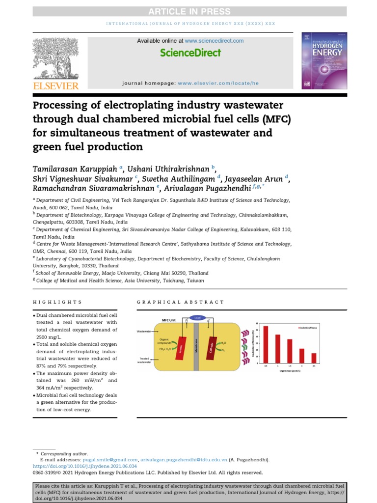 Processing of Electroplating Industry Wastewater by MFC | PDF ...