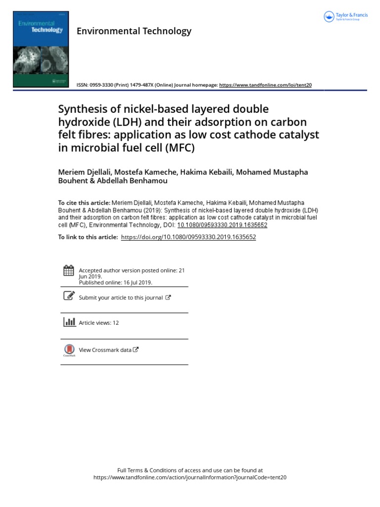 Synthesis of Nickel-Based Layered Double Hydroxide For MFC | PDF | Redox | Physical Sciences