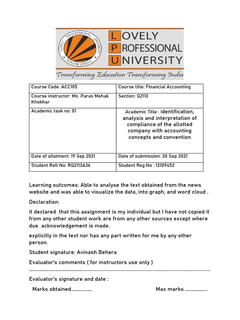 LPU Financial Accounting Assignment | PDF | Balance Sheet | Nestlé