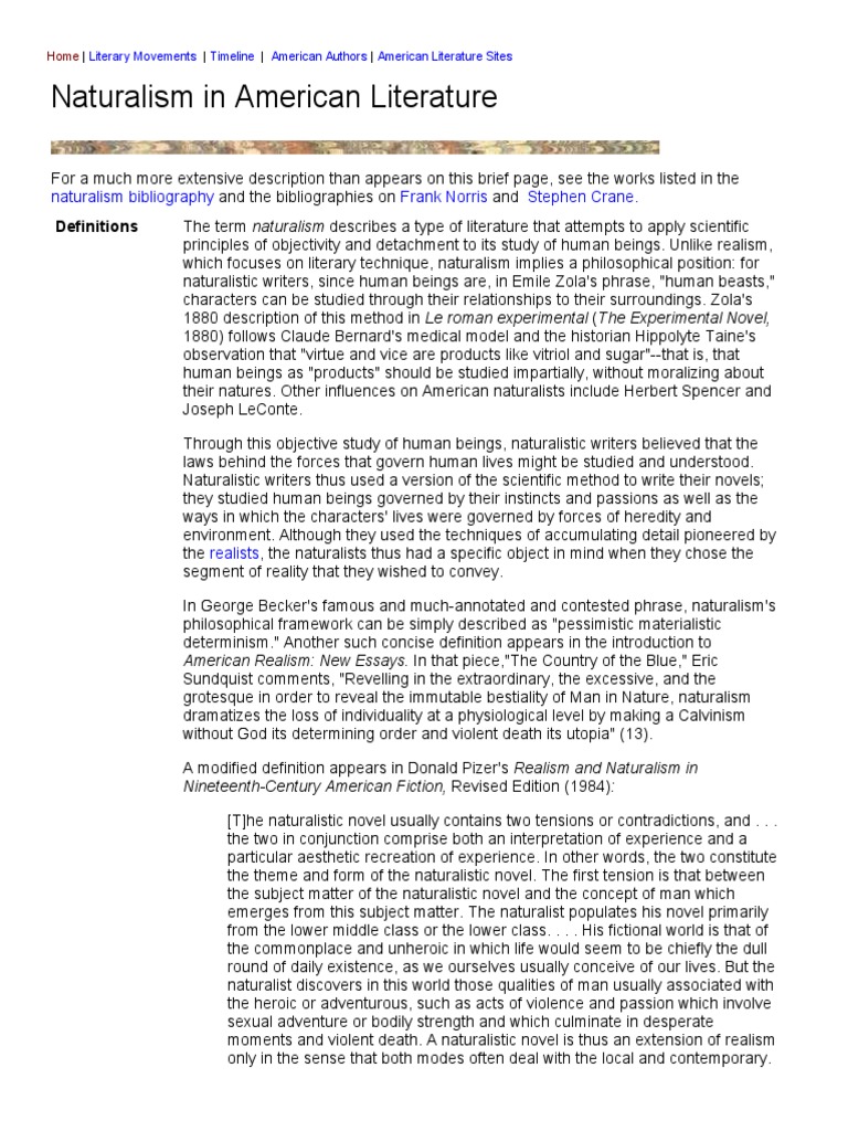 Naturalism in American Literature | PDF