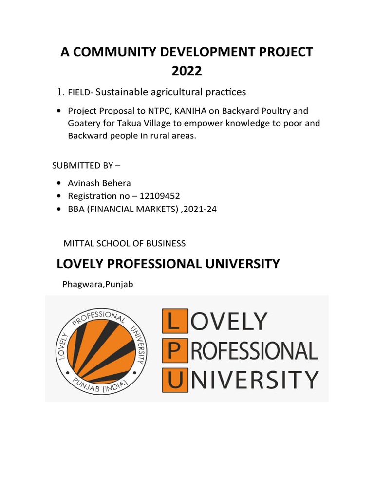 A Community Development Project 2022 | PDF | Poultry Farming | Poultry