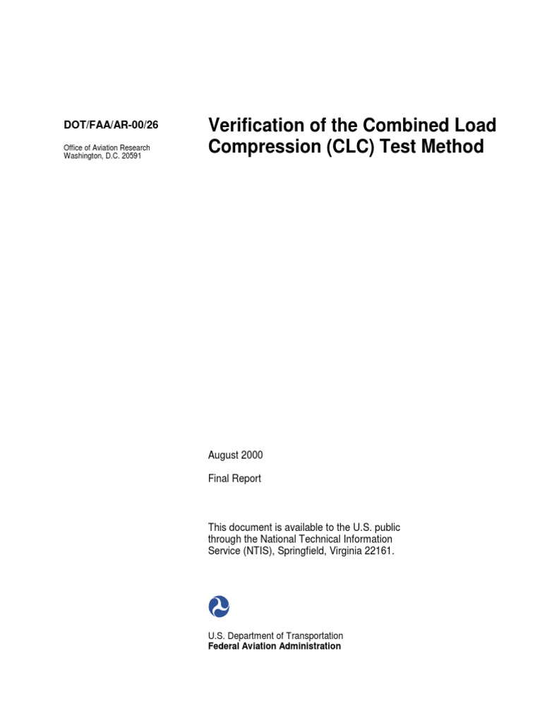 AR00-26 Verification of The Combined Load Compression (CLC) Test Method ...