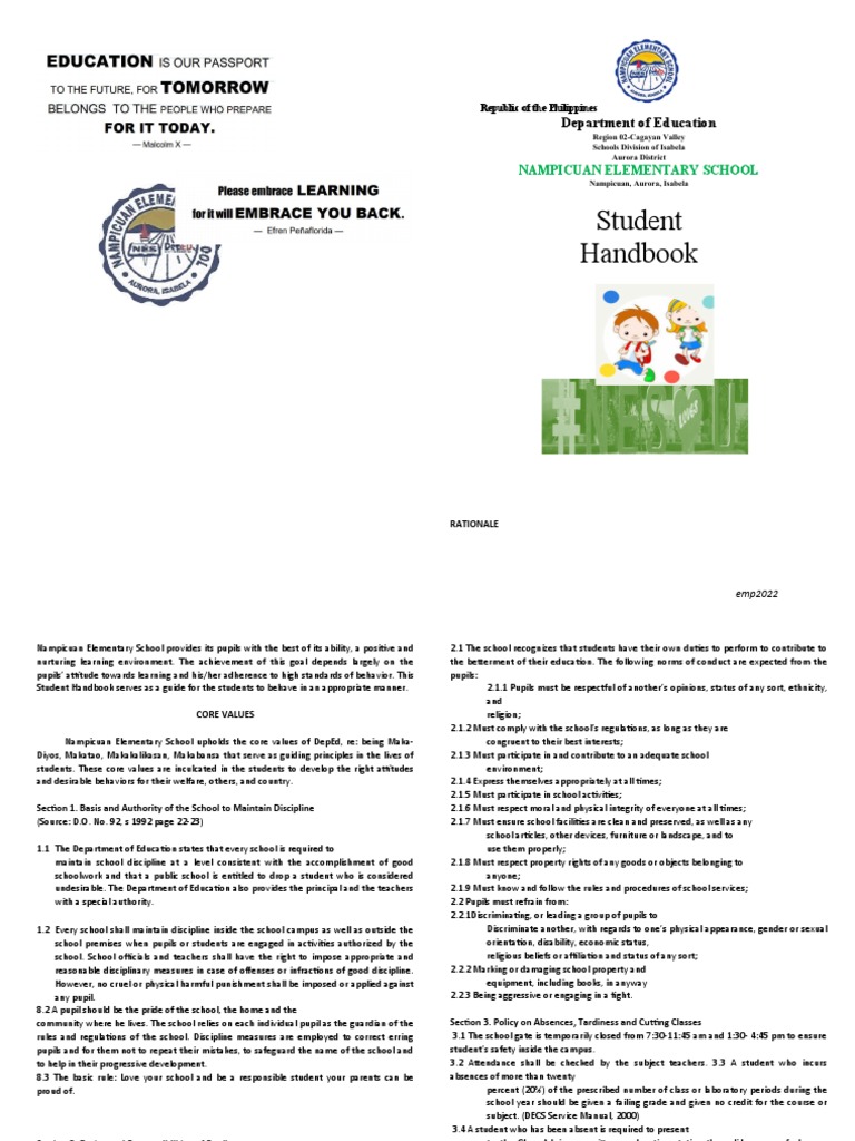 NES sTUDENT HANDBOOK | PDF | Teachers