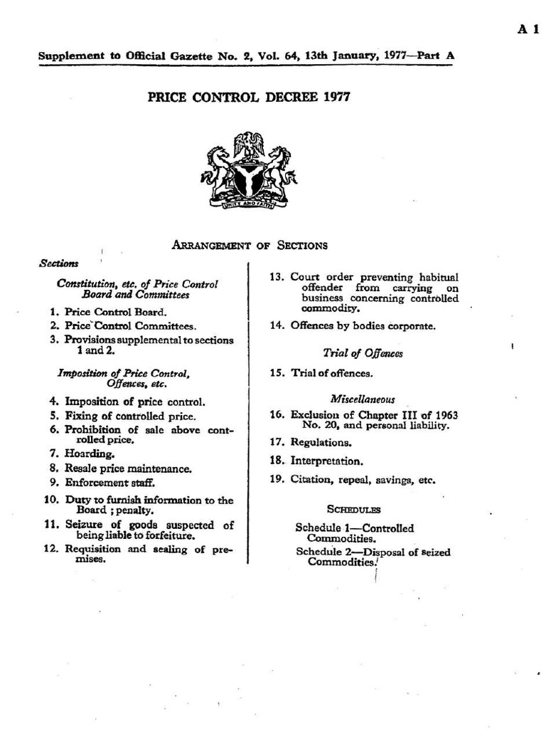 Nigerian Price Control Act 1977 | PDF | Fine (Penalty) | Criminal ...