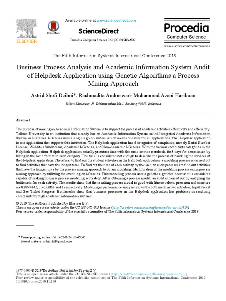 Business Process Analysis and Academic Information System Audit of Helpdesk Application Using ...
