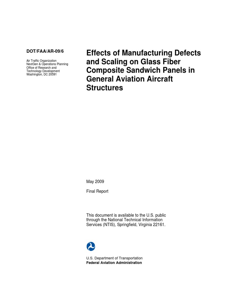 Ar 09 6 Effects Of Manufacturing Defects And Scaling On Glass Fiber Composite Sandwich Panels In