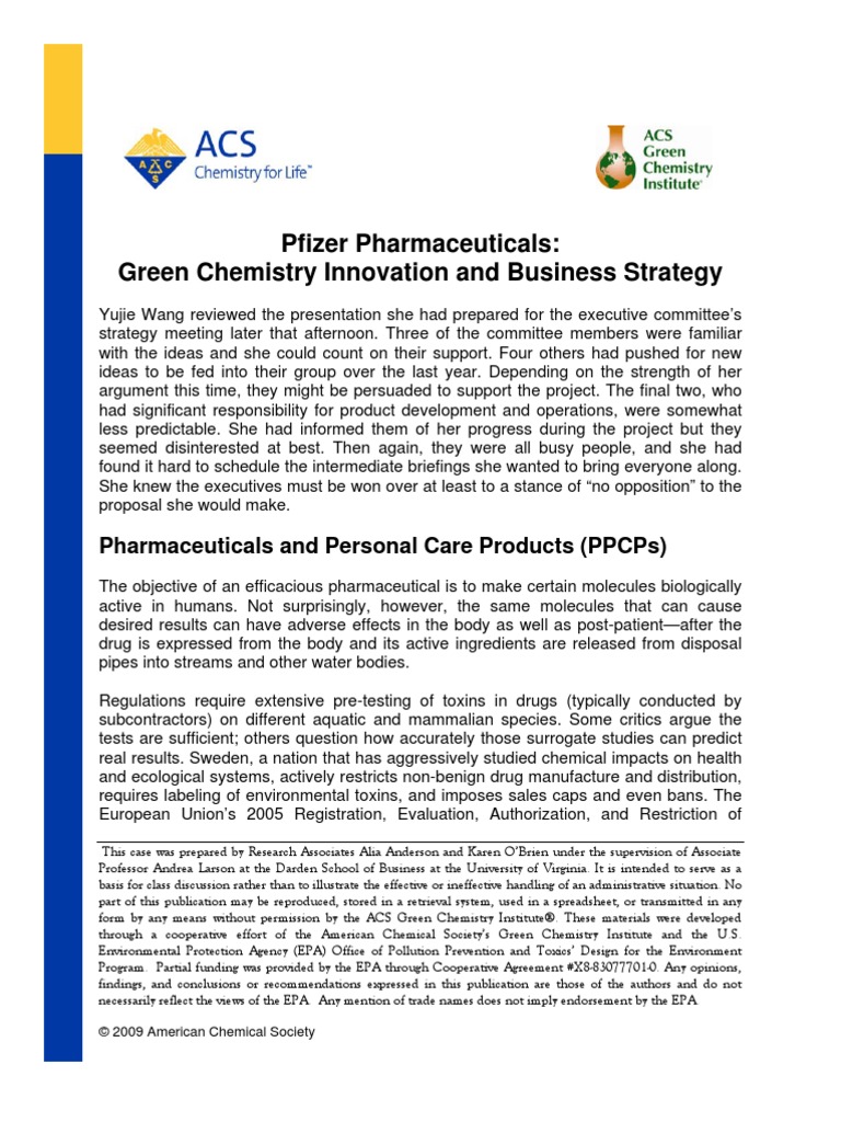 Pfizer Case Final | PDF | Pfizer | Green Chemistry