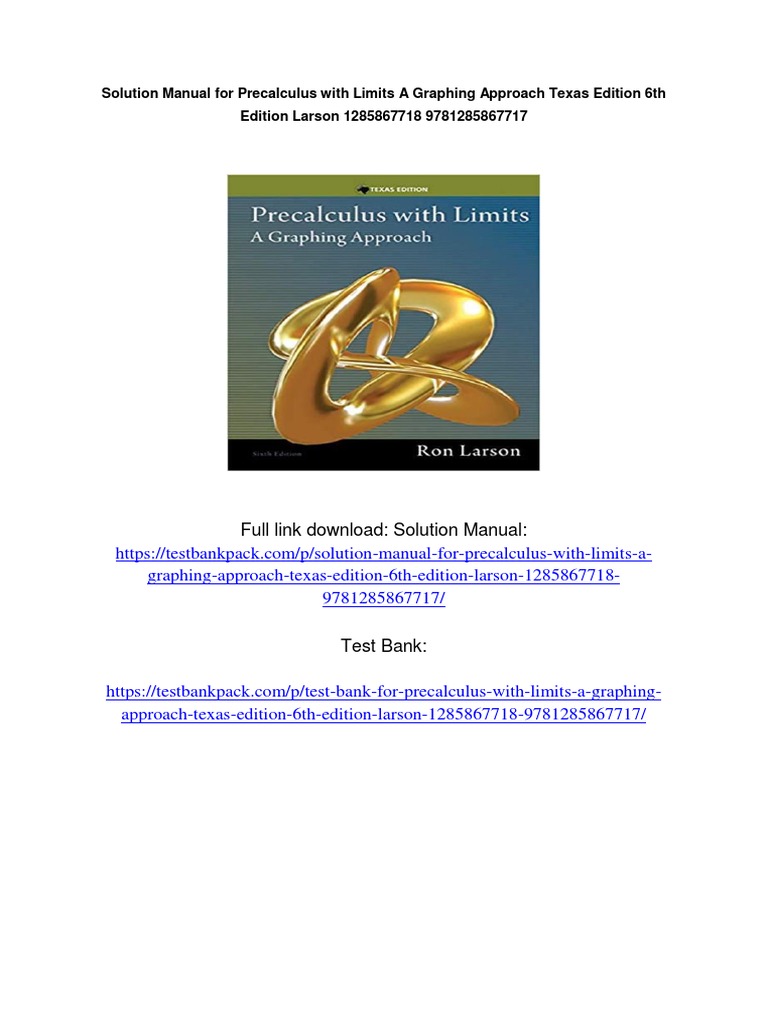 Precalculus With Limits A Graphing Approach Texas Edition 6th Edition ...