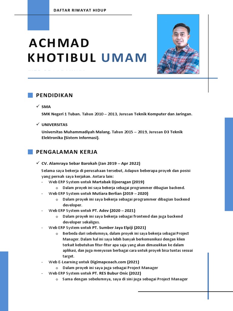 CV Web Programmer Achmad Umam | PDF