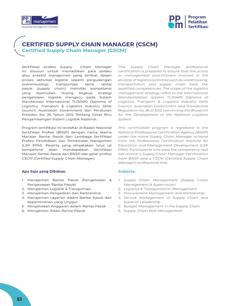 Certified Supply Chain Manager (CSCM) | PDF | Logistics | Systems Science