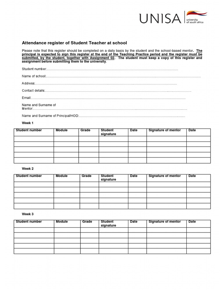 Attendance Register | PDF