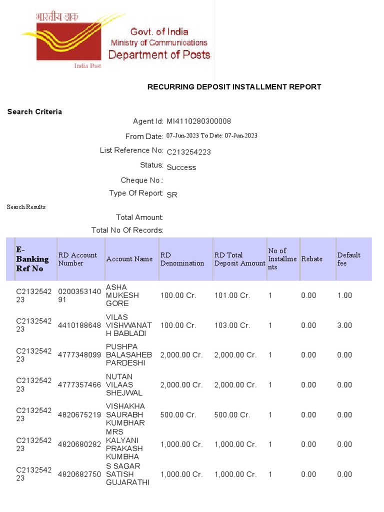 Recurring Deposit Installment Summary | PDF | Banking | Financial Services