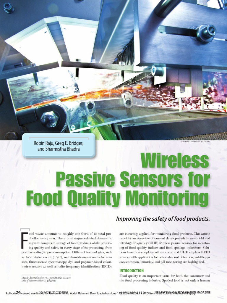 Wireless Passive Sensors For Food Quality Monitoring Improving The ... Wireless Passive Sensors For Food Quality Monitoring Improving The ...