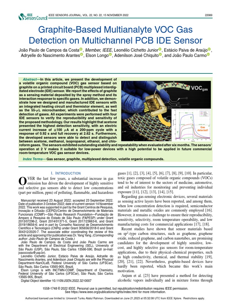 Graphite-Based Multianalyte VOC Gas Detection On Multichannel PCB IDE ...