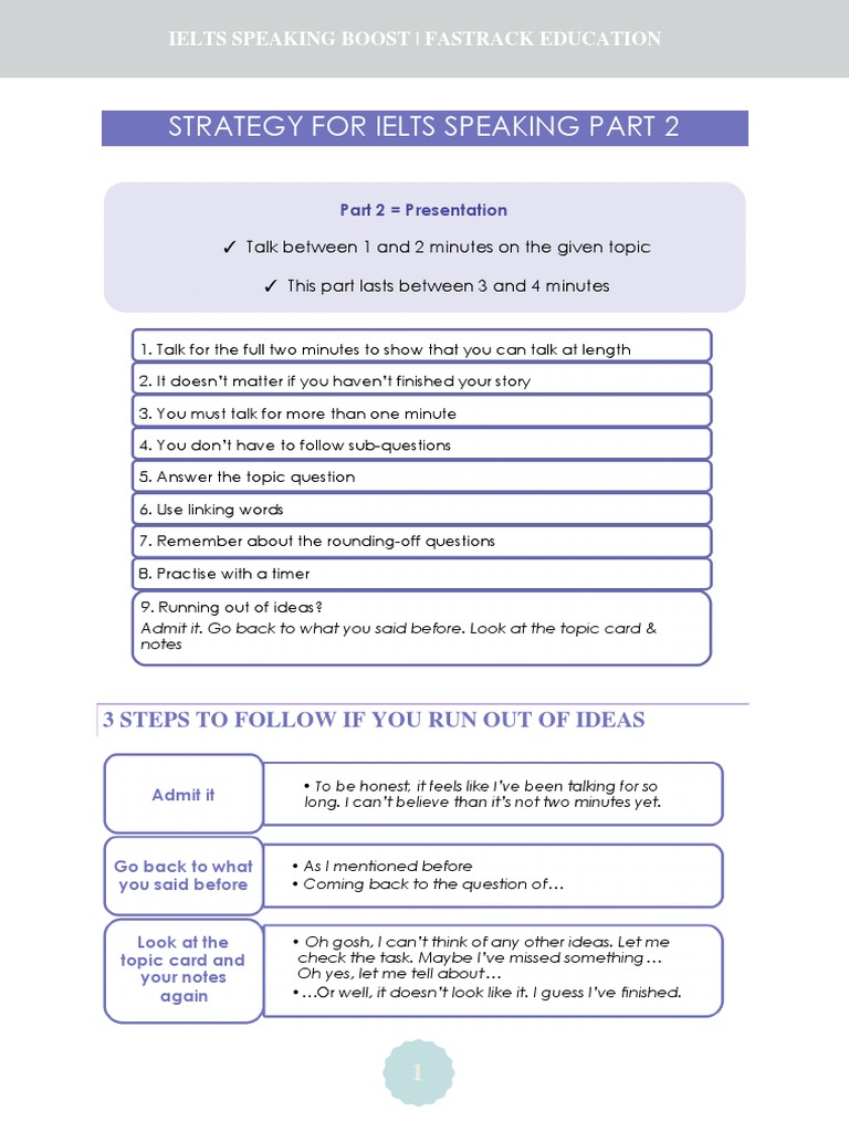 Strategy For Ielts Speaking Part 2 | PDF | Language Arts & Discipline