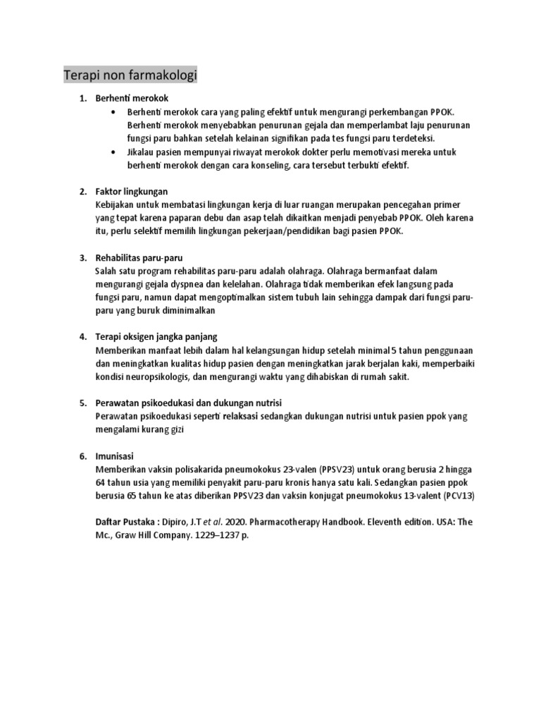 Terapi Non Farmakologi untuk PPOK | PDF