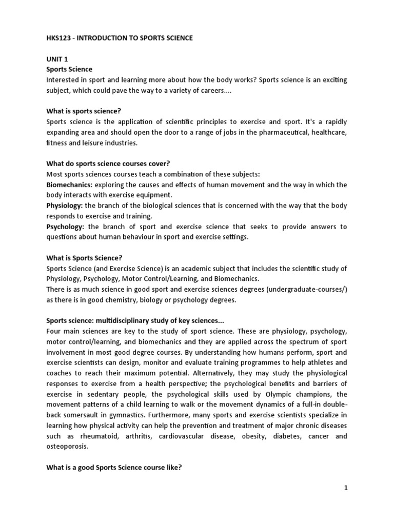 HKS123 Introduction To Sports Science Note | PDF | Mitosis | Meiosis