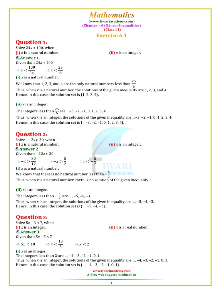 11 Maths Ncert Solutions Exercise 6 1 Pdf