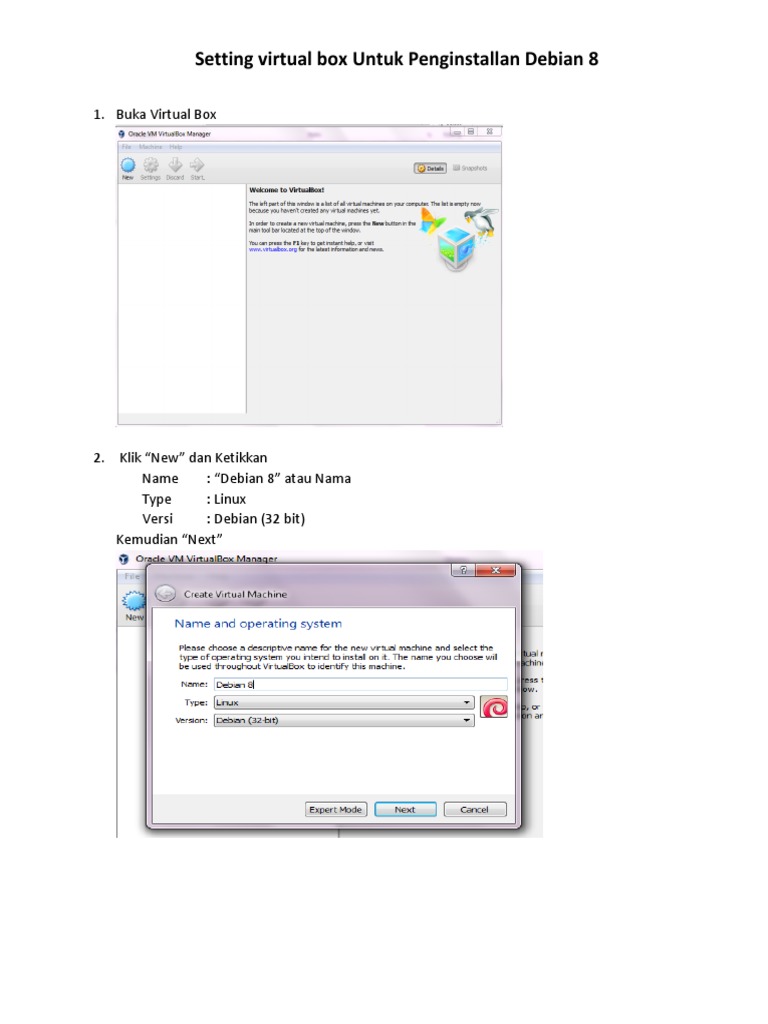 Setting Virtual Box Untuk Penginstallan Debian 8 | PDF | Griya & Taman | Komputer