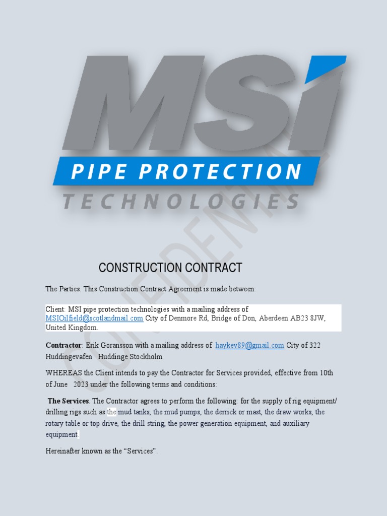 SHELL OIL AND GAS CONSTRUCTION CONTRACT - Docx 223docx - Docx For Erik ...
