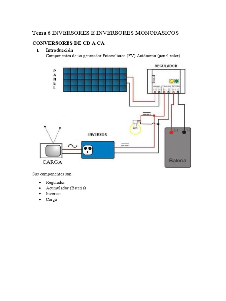 Tema 6 INVERSORES MONOFASICOS Parte 1,2 y 3 | PDF | Inversor de energia | Corriente alterna
