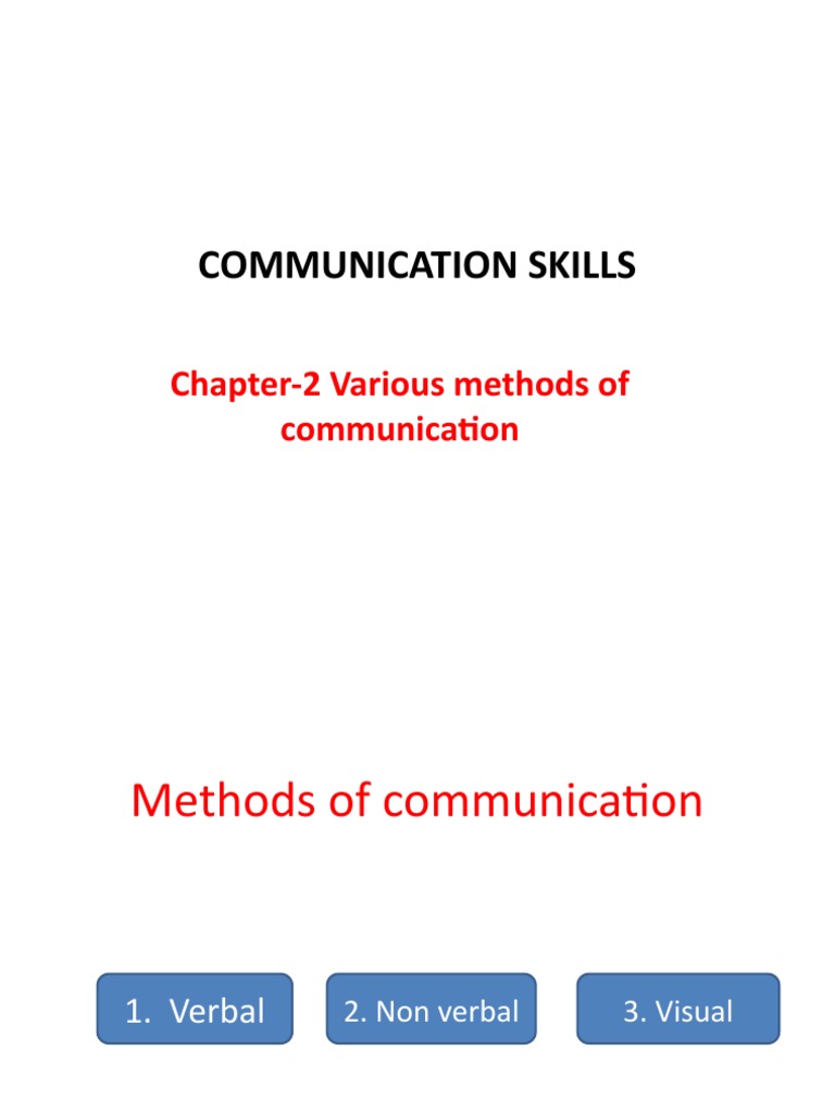 CH-2 Various Methods of Communication | PDF | Communication | Nonverbal ...