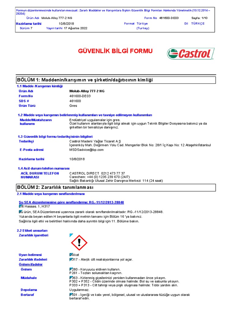 MSDS Molub Alloy 777-2 NG | PDF