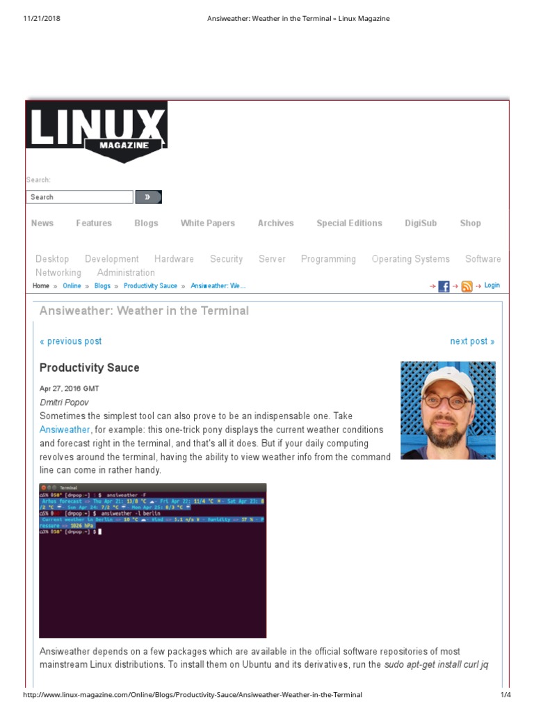 Ansiweather - Weather in The Terminal Linux Magazine | PDF | Linux | Linux Distribution