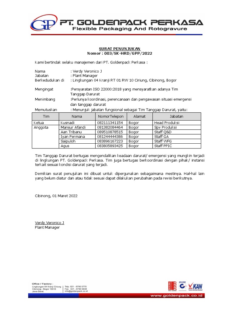 Tim Tanggap Darurat | PDF