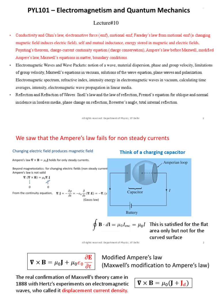 10 Lecture Electrodynamics II | PDF | Waves | Maxwell's Equations