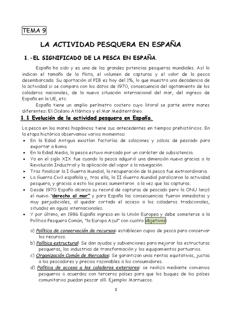 Tema 9. La Actividad Pesquera. Ilust. | PDF | Acuicultura | España