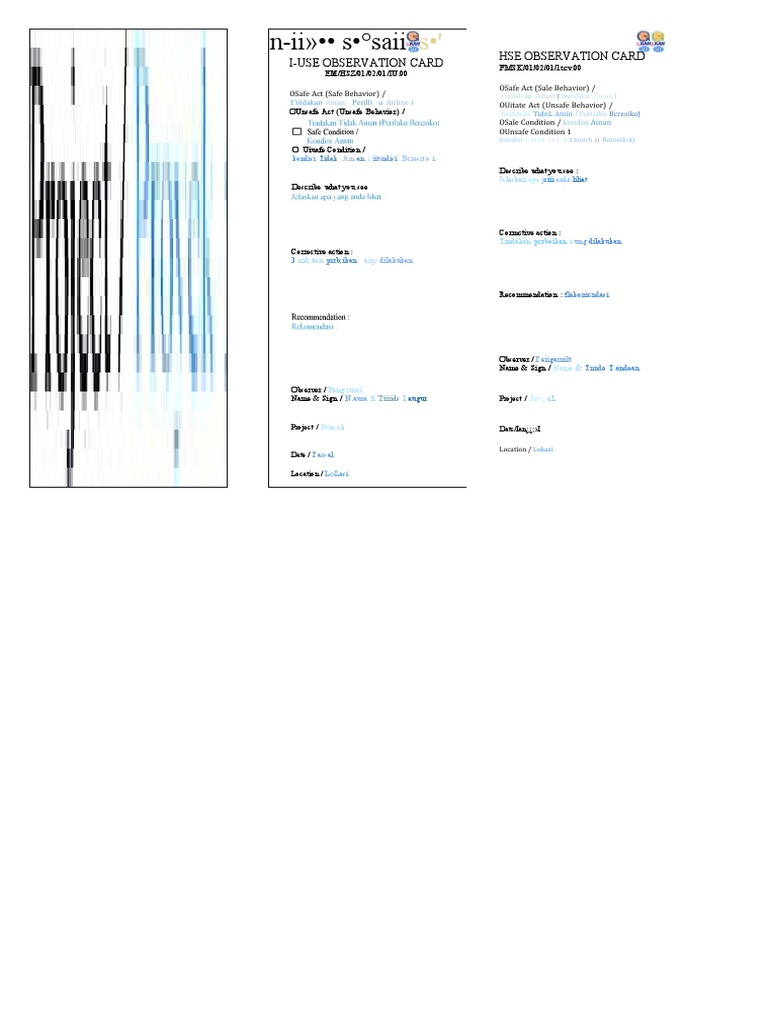 HSE OBSERVATION CARD | PDF
