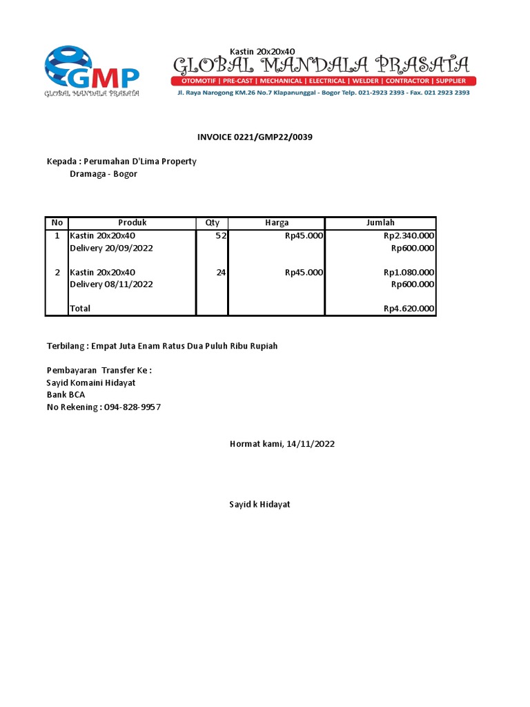 Invoice 141122 Kastis Dlima Property | PDF