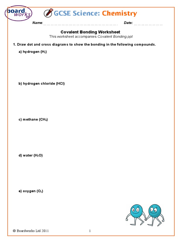 Covalent Bonding Worksheet and Diagrams | PDF | Properties Of Water ...