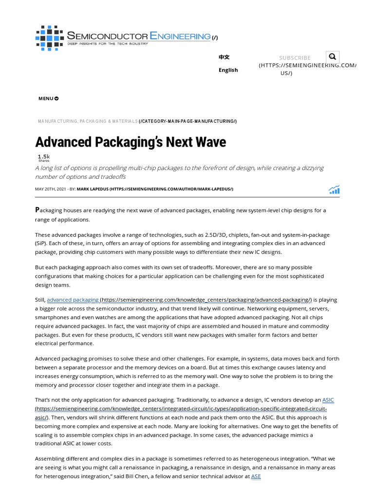 Semiconductor Engineering - Advanced Packagings Next Wave | PDF ...