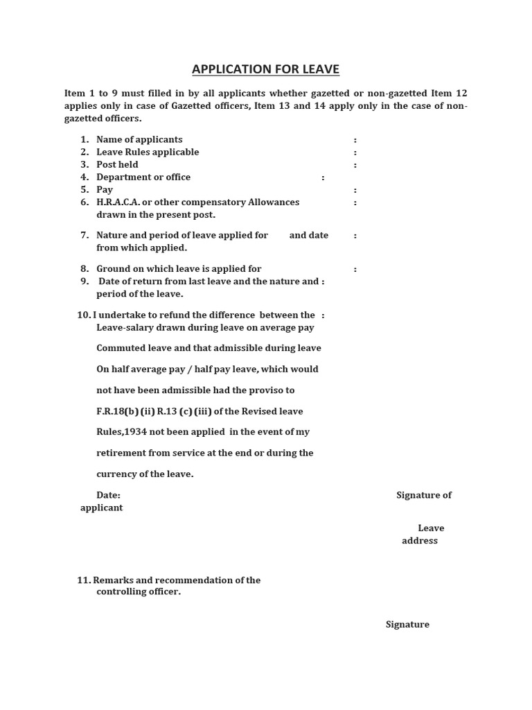 Application For Leave | PDF | Pension | Government