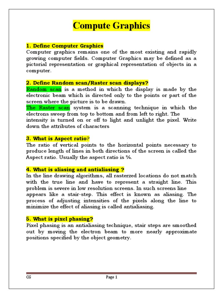 2 Marks Question Papers | PDF | Computer Graphics | 2 D Computer Graphics