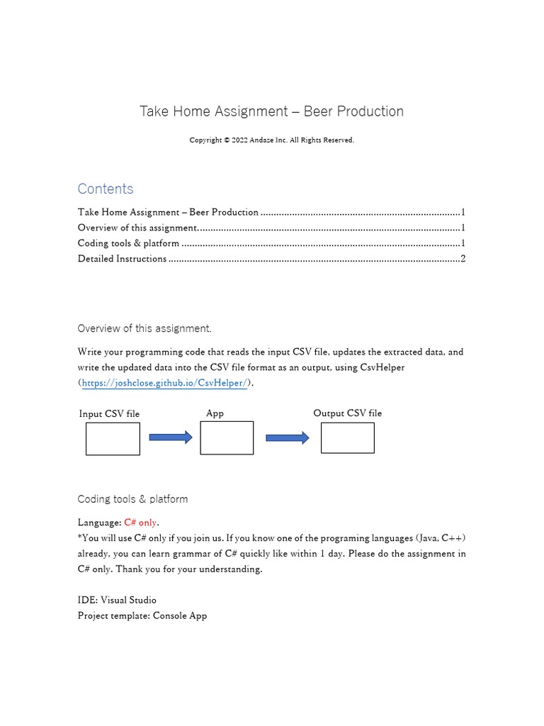 Take Home Assignment - Beer Production - V2.8 | PDF | Comma Separated Values | C Sharp ...
