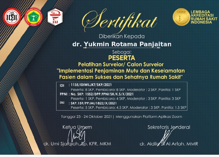 Sertifikat Pelatihan LARSi | PDF