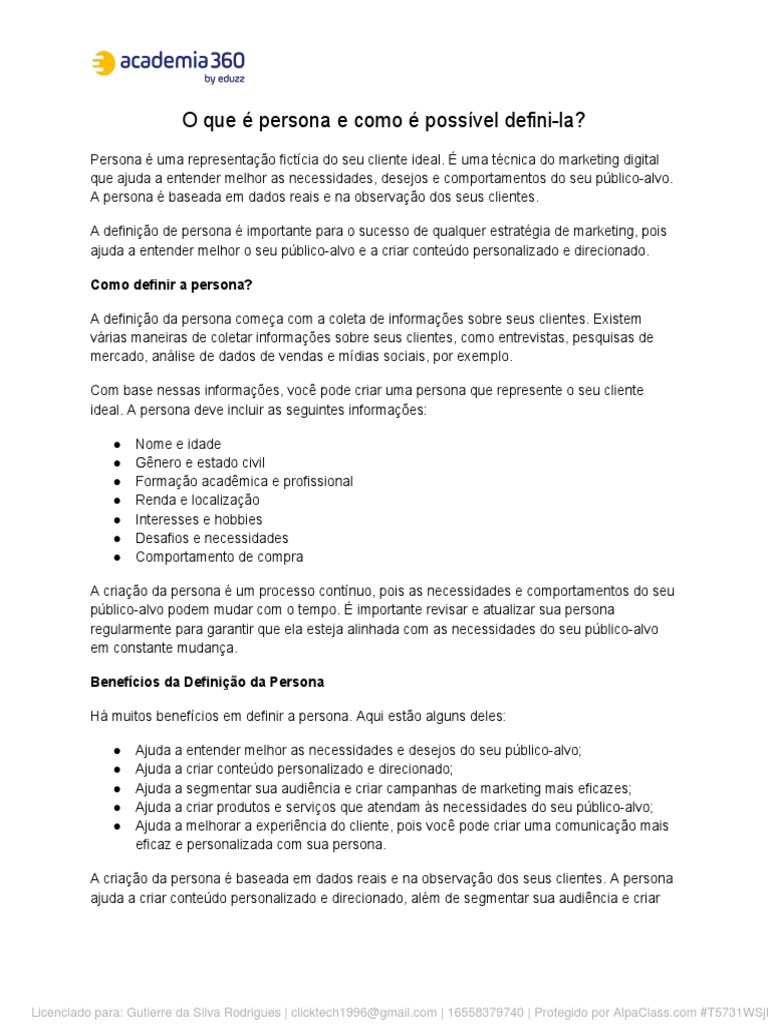 Artigo o Que e Persona e Como e Possivel Defini La | PDF | Segmentação ...