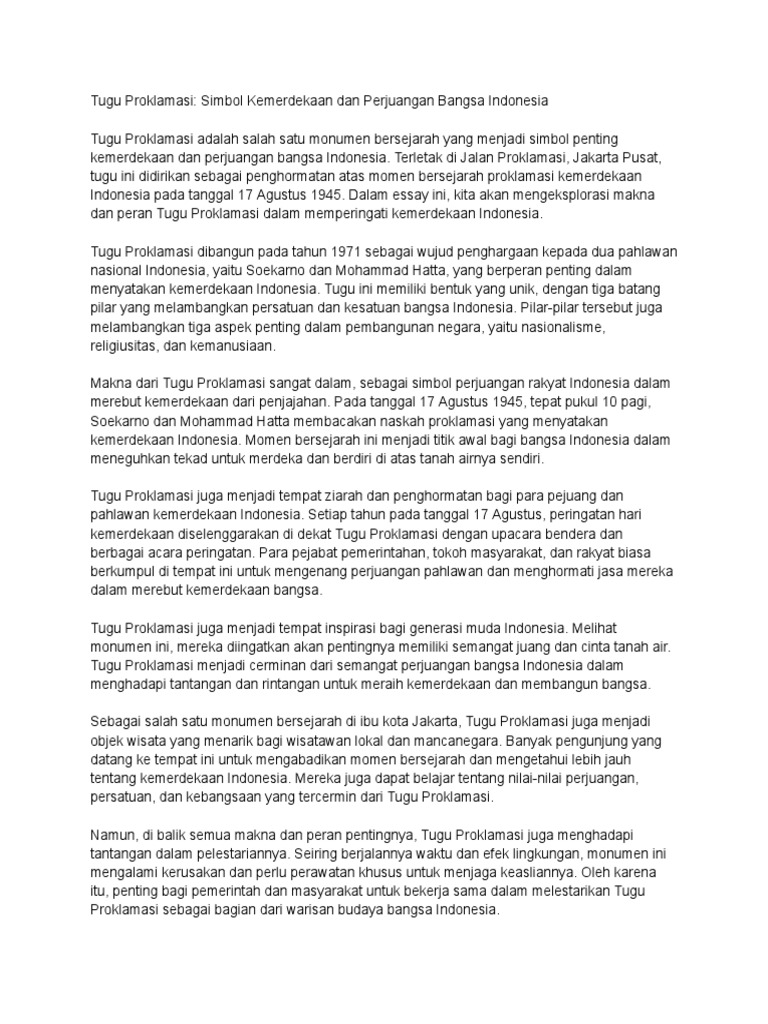 Makna dan Sejarah Tugu Proklamasi | PDF