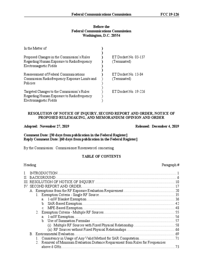 FCC 19 126a1 | PDF | Federal Communications Commission | Transmitter