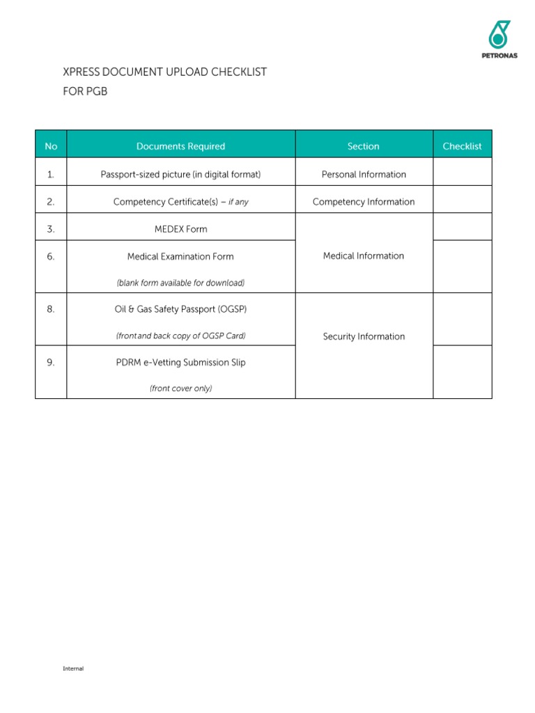 PGB - Xpress Document Upload Checklist | PDF