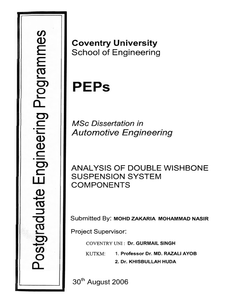 Analysis of Double Wishbone Suspension System Components | PDF | Finite ...