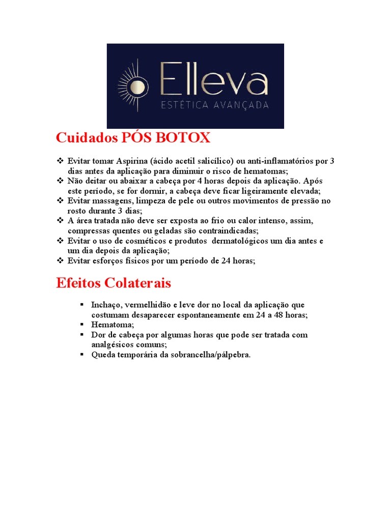 Cuidados PÓS BOTOX | PDF