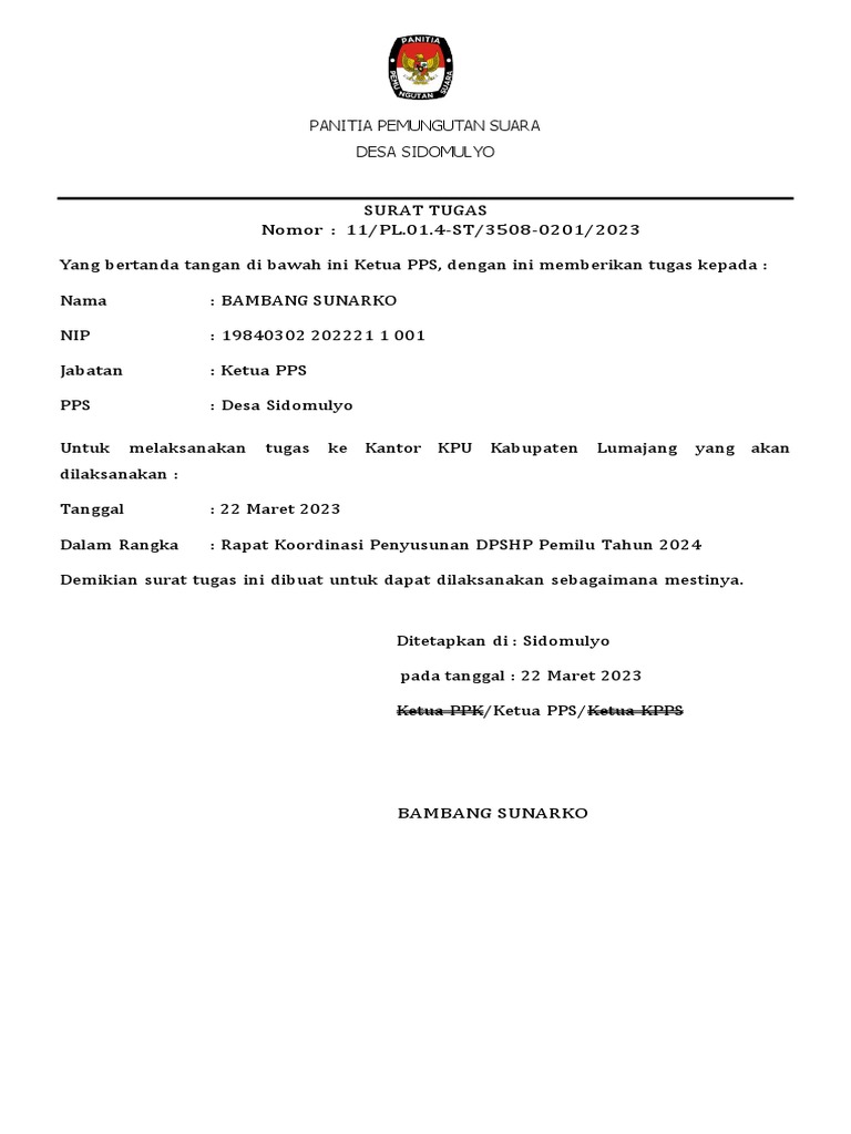 Surat Tugas PPS | PDF