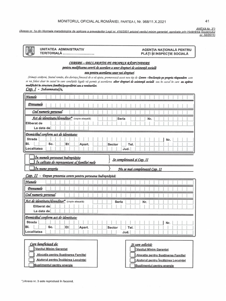 Cerere Si Declaratie Pe Propria Raspundere Pentru Modificarea Cererii ...