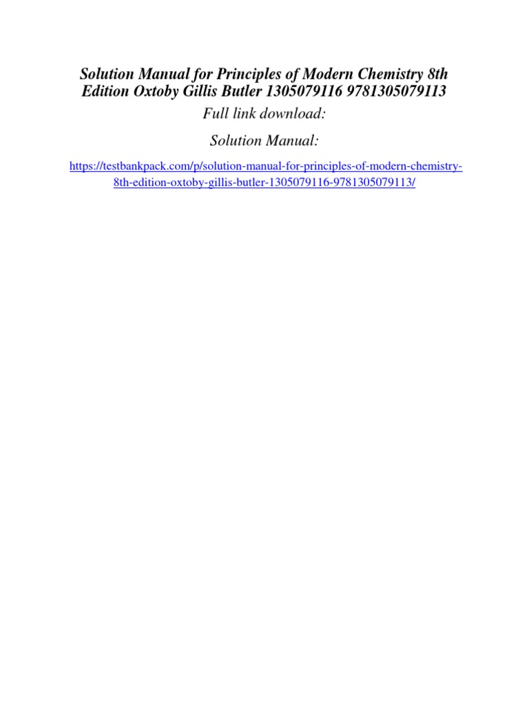 Solutions Manual for Modern Chemistry 8th | PDF | Mole (Unit) | Chemistry