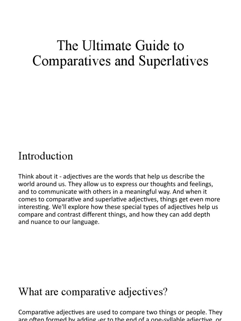 The Ultimate Guide To Comparatives and Superlatives | PDF | Adjective ...